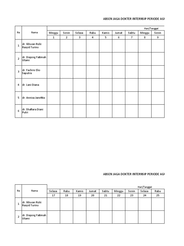 Absen Jaga Agustus | PDF