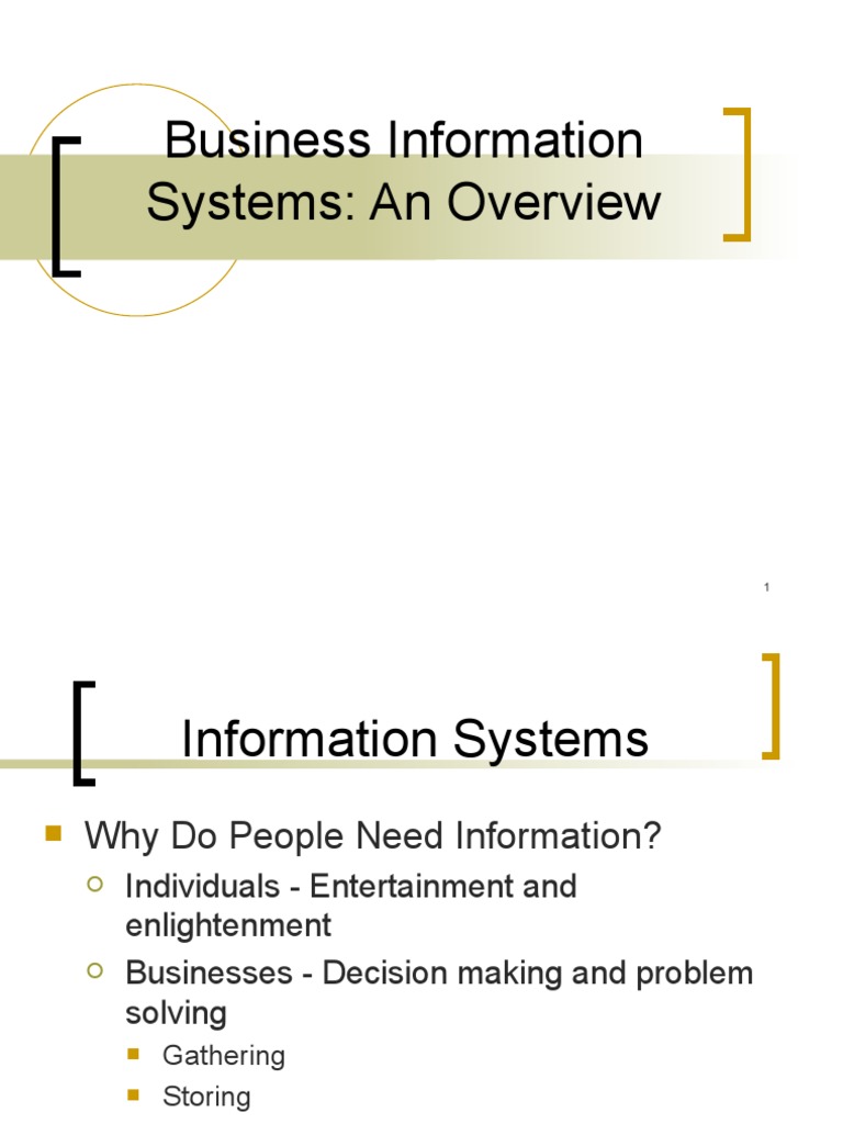 Business Information Systems: An Overview | PDF | Information System ...