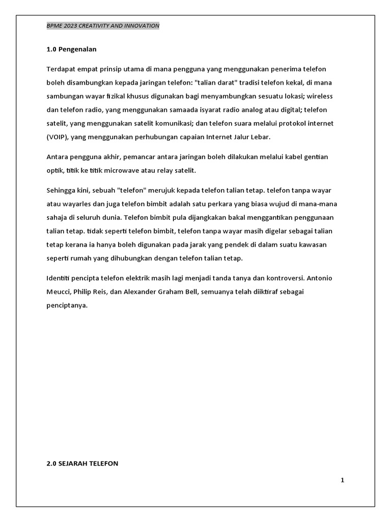 Sejarah Telefon Secara Ringkas The Telephone History | PDF