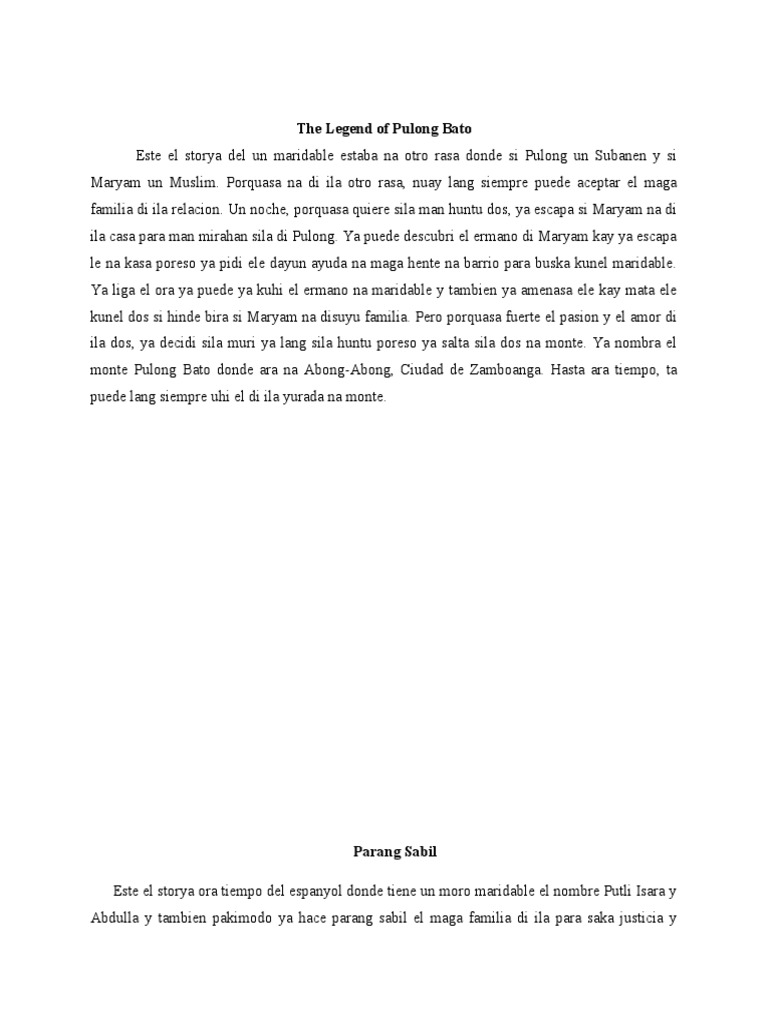Summaries Pulong Bato and Parang Sabil | PDF