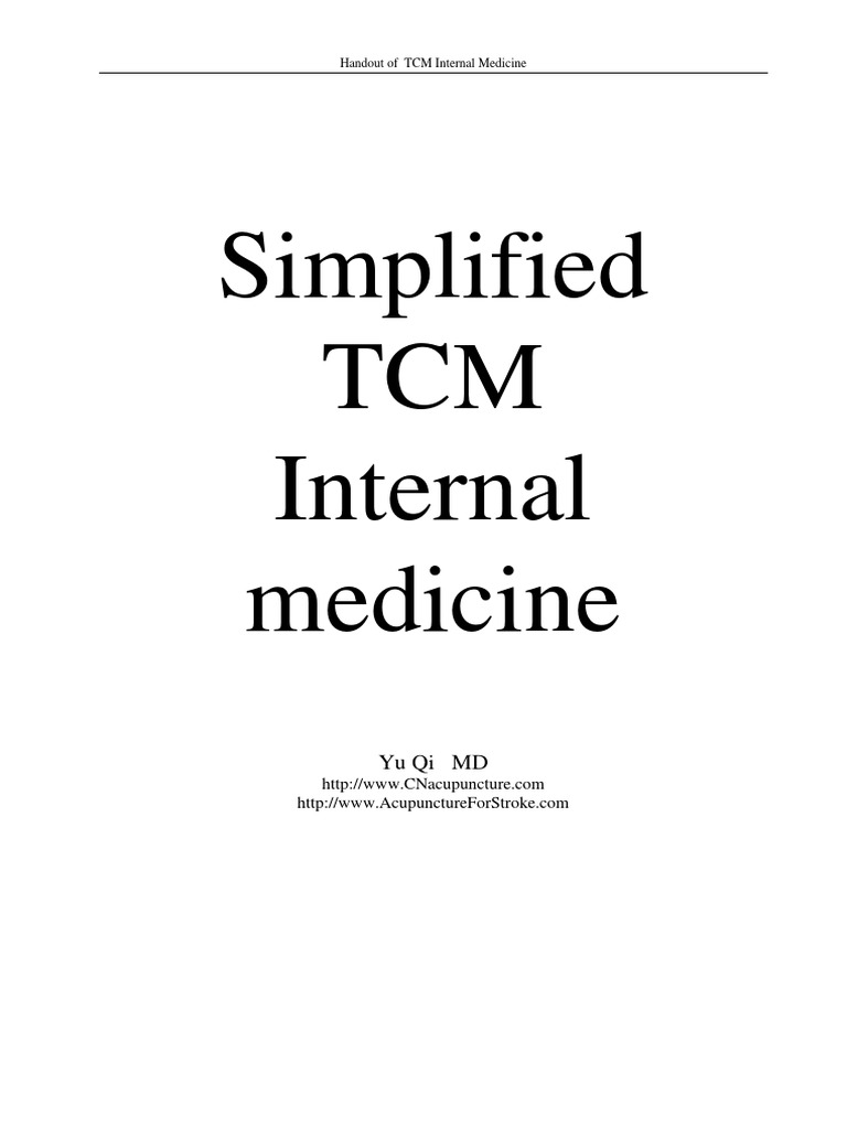 TCM Internal Medicine Simplified - Handout | PDF | Traditional Chinese ...