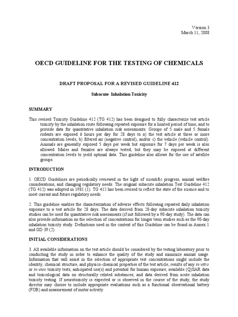 Oecd Guideline For The Testing of Chemicals | PDF | Aerosol | Particulates