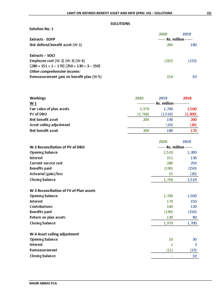 IFRIC 14 - Class Practice (Solutions) | PDF | Defined Benefit Pension ...