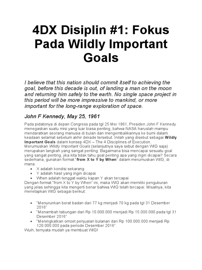 Membuat Wildly Important Goals 4DX | PDF