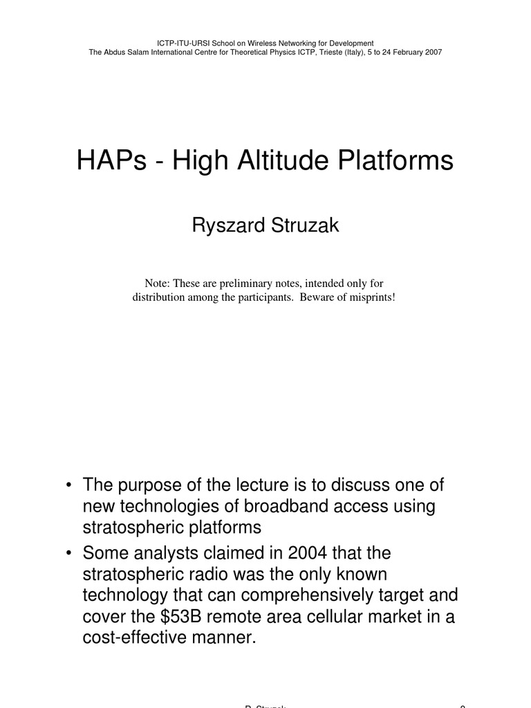 Haps - High Altitude Platforms: Ryszard Struzak | PDF | Communications ...