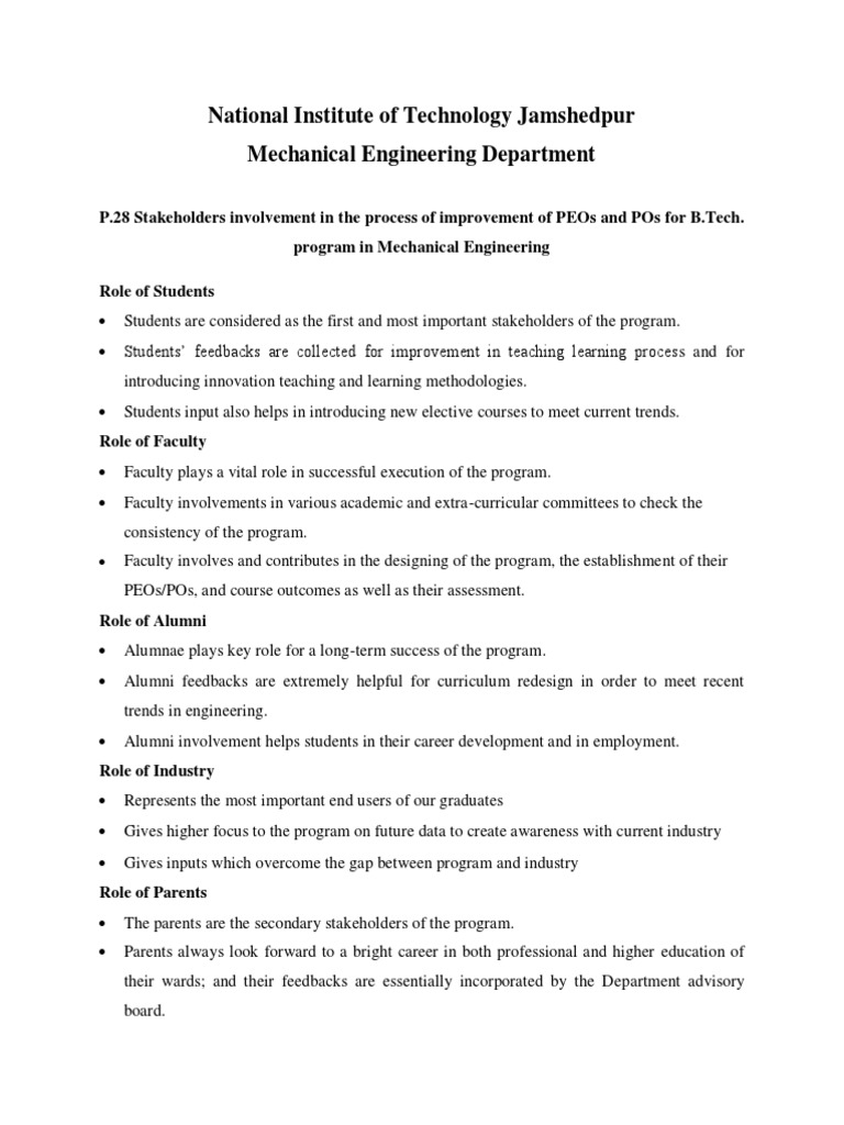 National Institute of Technology Jamshedpur Mechanical Engineering ...