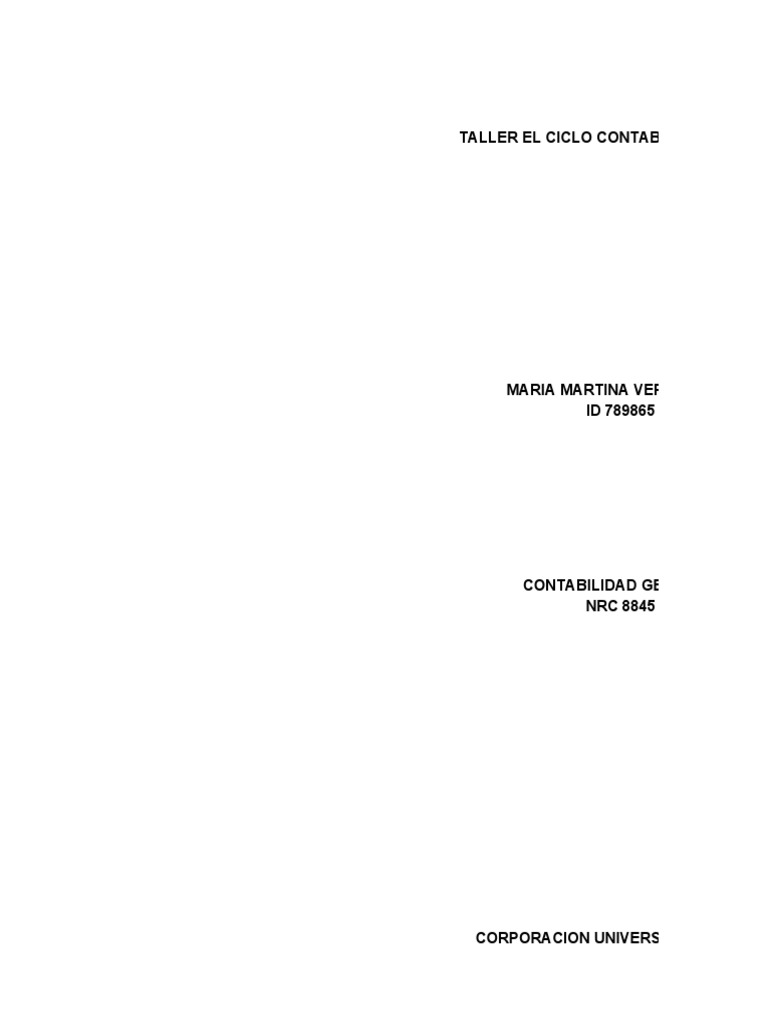 DESARROLLO TALLER CONTABILIDAD CICLO CONTABLE - Actividad 8 | PDF ... DESARROLLO TALLER CONTABILIDAD CICLO CONTABLE - Actividad 8 | PDF ...