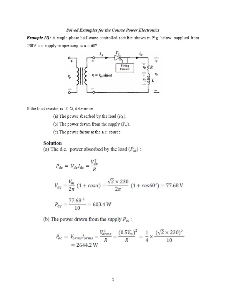 Power Electronics Solved Examples | PDF | Rectifier | Electronic ...