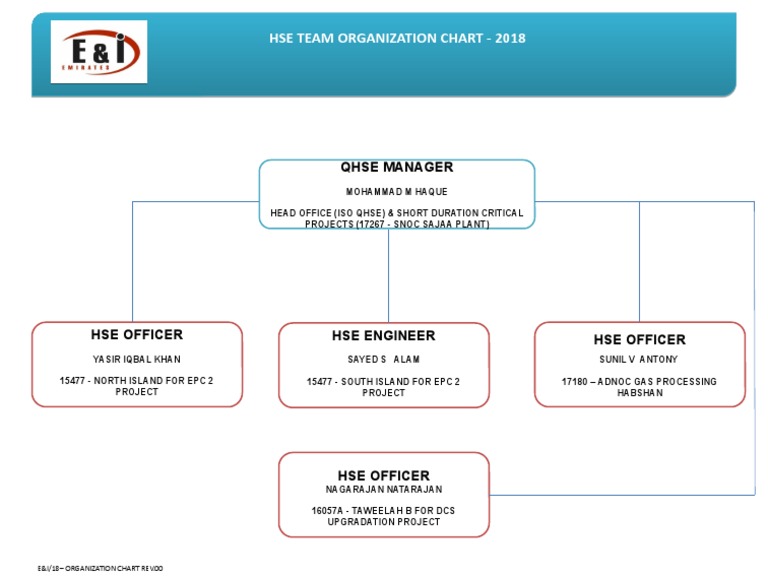 Hse Team Organization Chart - 2018: Qhse Manager | PDF