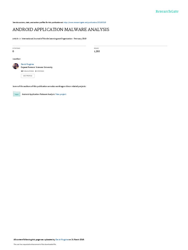 Android Application Malware Analysis Pdf Android Operating System
