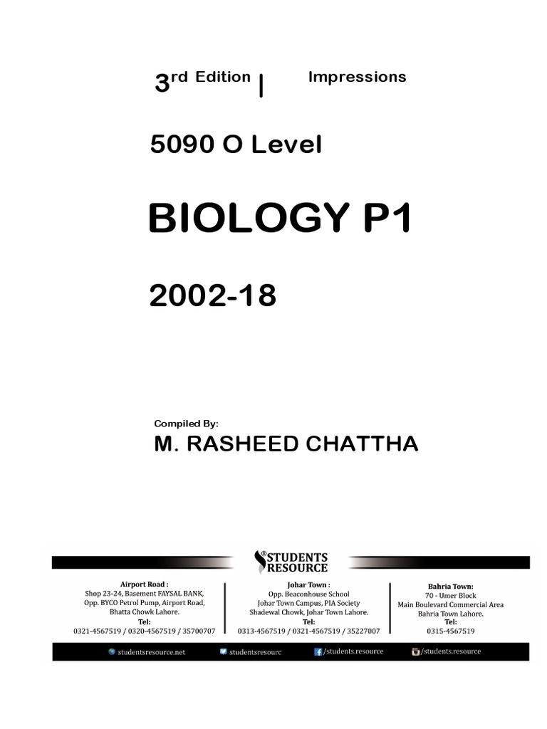 O Level Biology Paper 1 Topical | PDF | Photosynthesis | Cell (Biology)