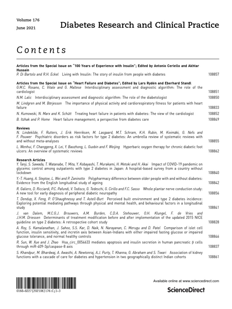 Diabetes Research and Clinical Practice: Sciencedirect | PDF | Diabetes ...