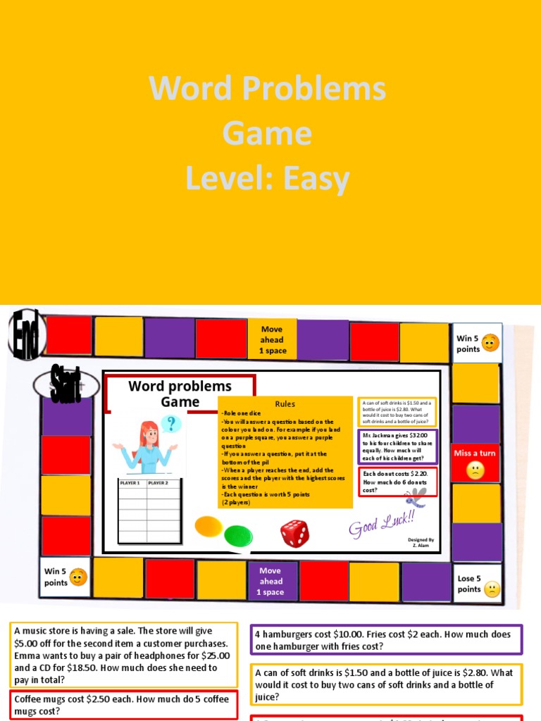 Word Problems Game Easy | PDF