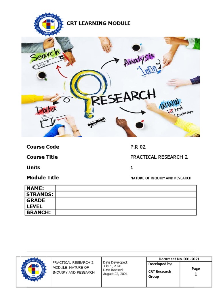 Pr2-Module 1.1 | PDF | Quantitative Research | Questionnaire