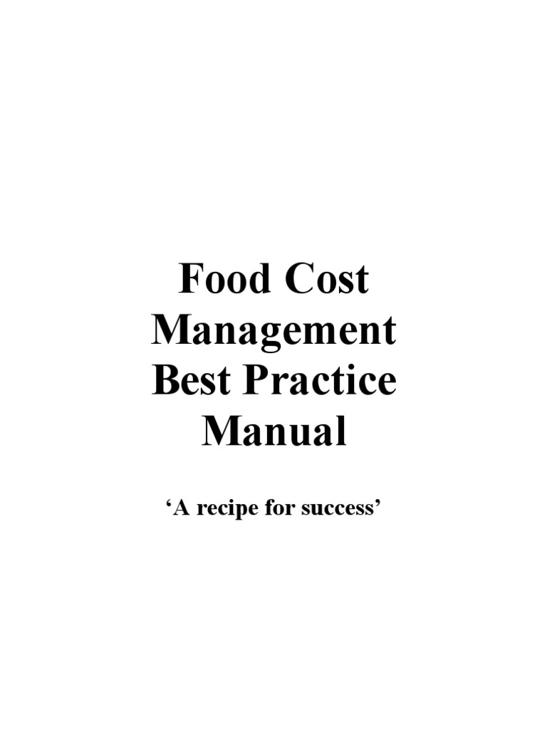 Food Cost Manual | PDF | Menu | Restaurants
