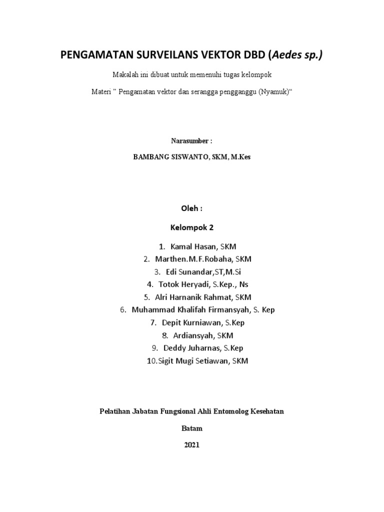 Pengamatan Surveilans Vektor DBD | PDF