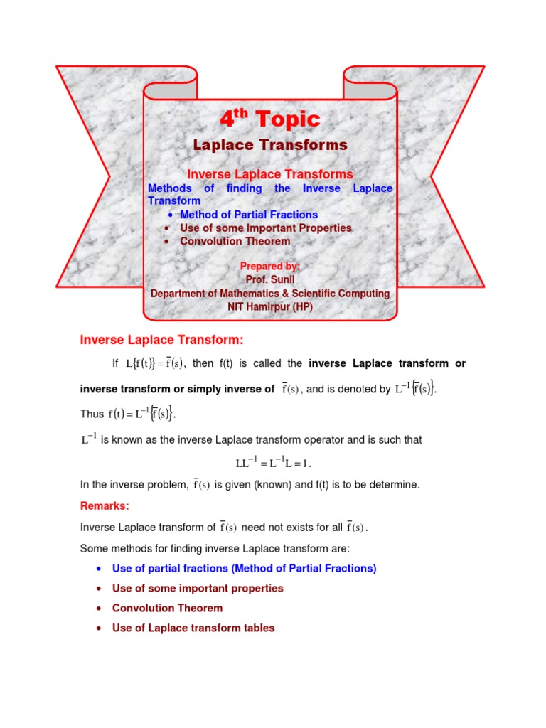 4-Inverse Laplace Transforms | PDF | Mathematics | Mathematical Objects