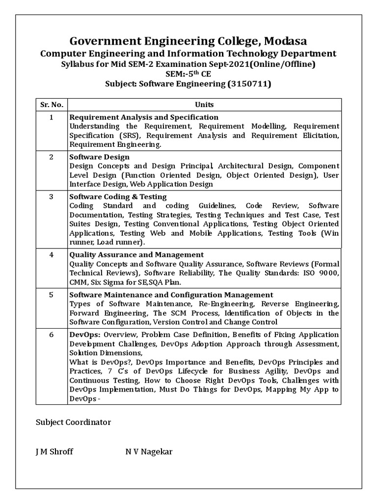 Midsem 2 - SE Syllabus | PDF | Business | Computers
