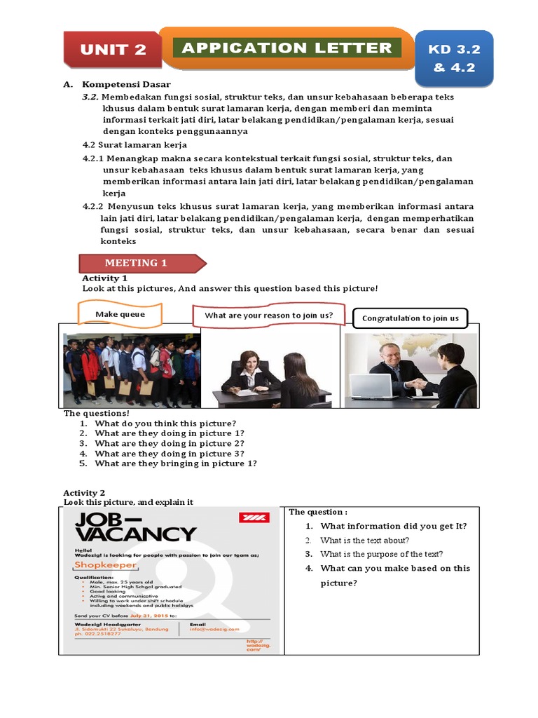 MODUL Application Letter Meeting 1 | PDF