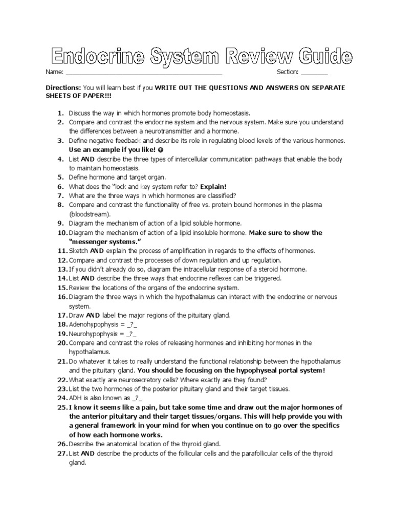 1 Endocrine System Review Guidemw | PDF | Hormone | Endocrine System
