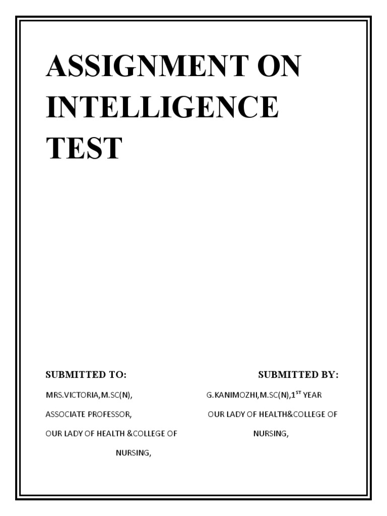 Assignment On Intelligence Test: Submitted To: Submitted by | PDF ...