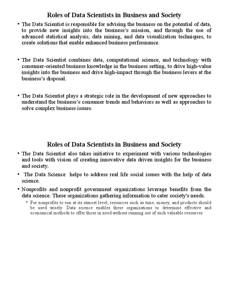 Roles of Data Scientists in Business and Society | Download Free PDF ...
