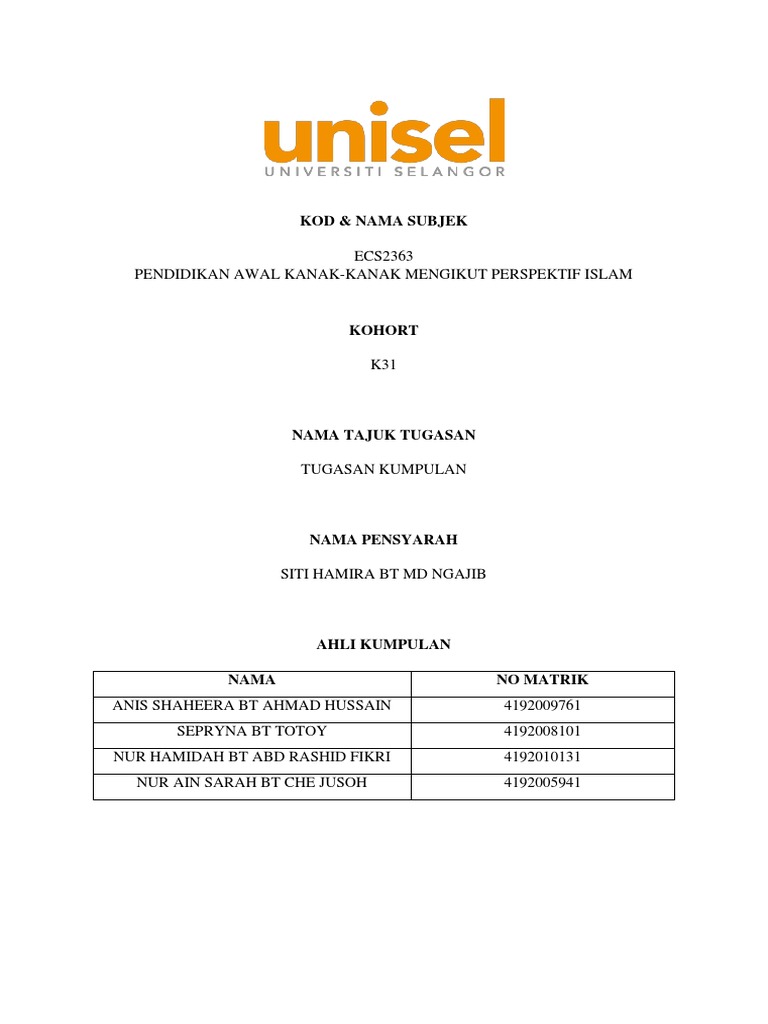 Program Kem Anak Soleh di Tadika Raihan | PDF