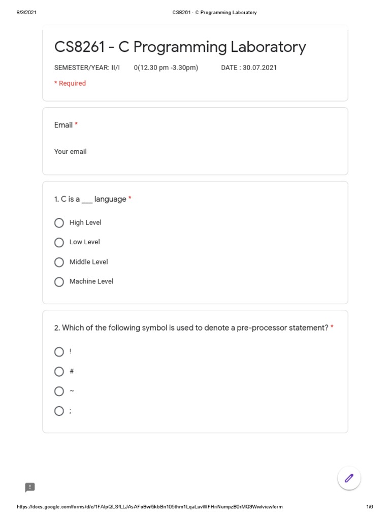 CS8261 - C Programming Laboratory - MCQ | PDF | Pointer (Computer Programming) | Integer ...