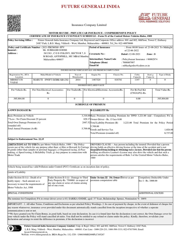 Future Generali India: Insurance Company Limited | PDF | Insurance