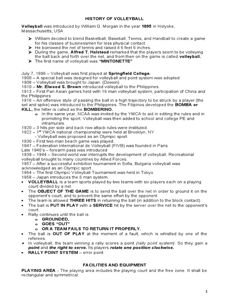 Handout For Volleyball | PDF | Volleyball | Leisure