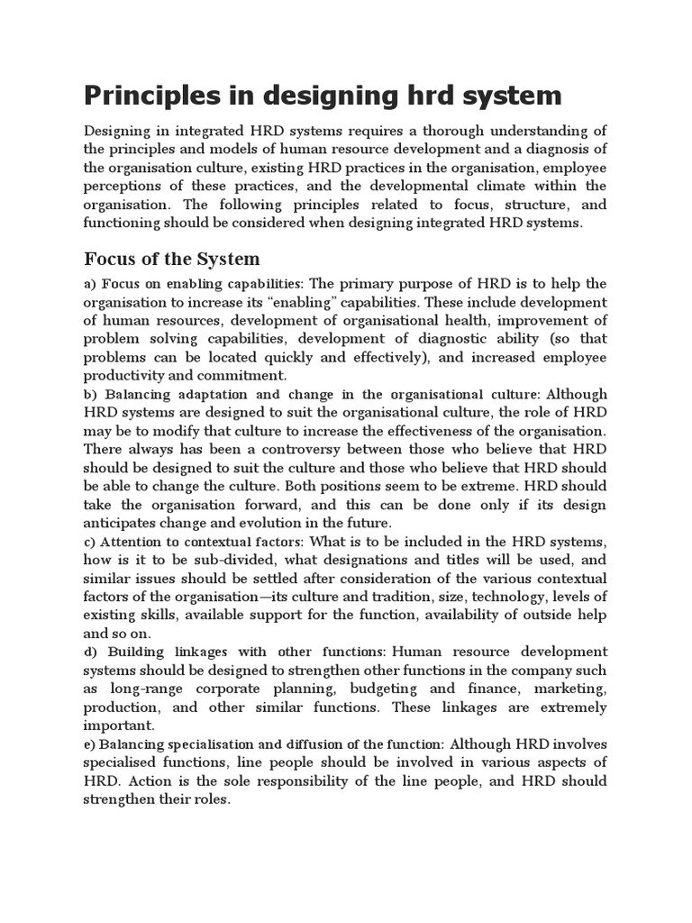 Designing Effective HRD Systems Principles | PDF | System | Information
