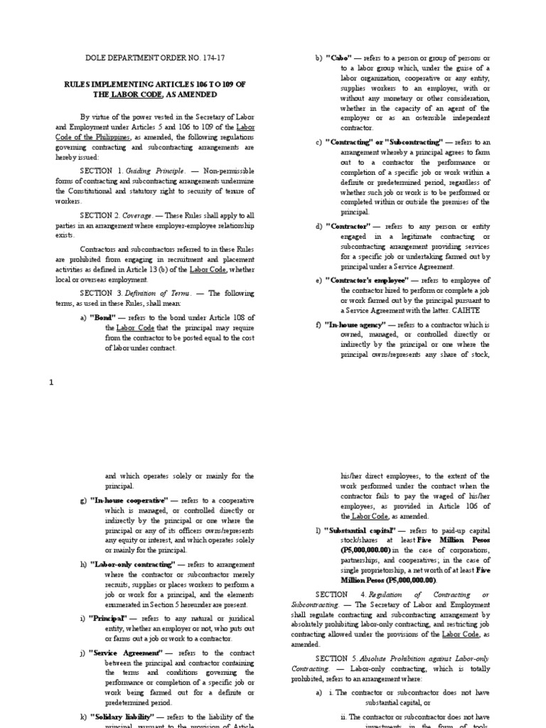 Rules Implementing Articles 106 To 109 of The Labor Code, As Amended ...