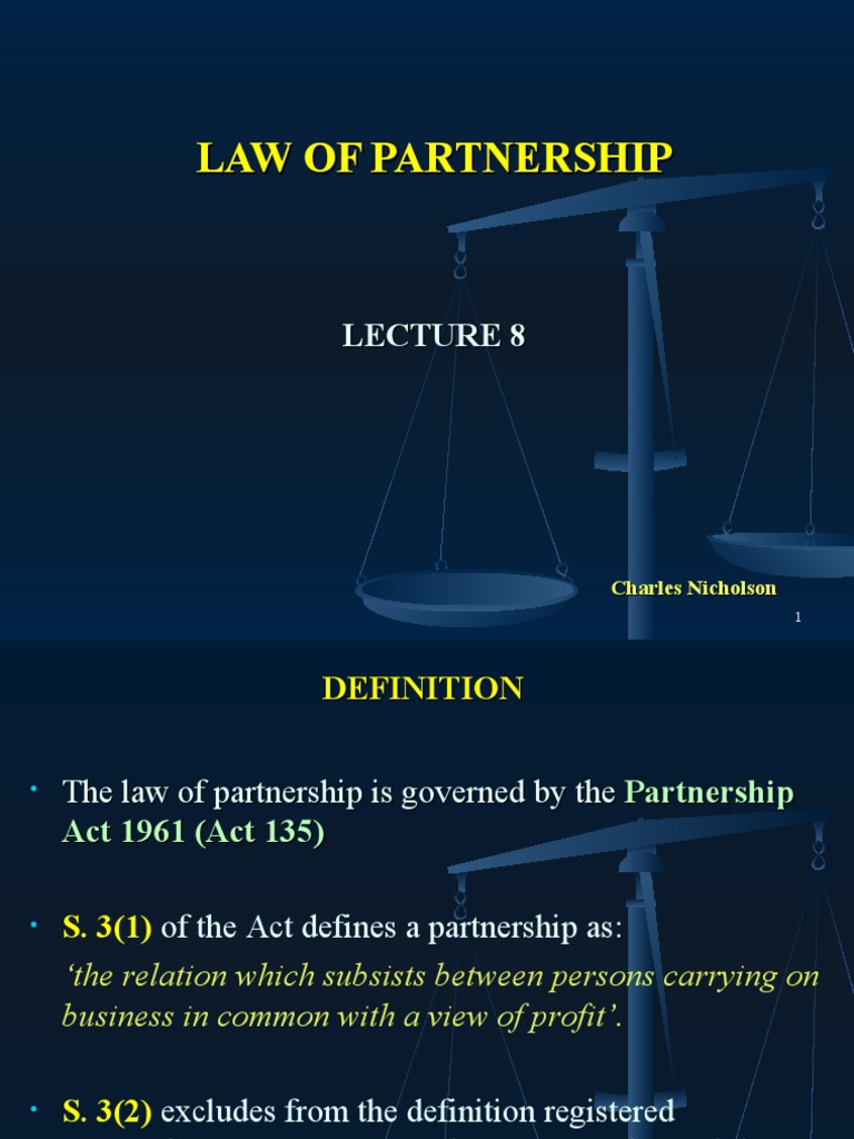 Lecture 8 Law of Partnership | PDF | Private Law | Law Of Agency