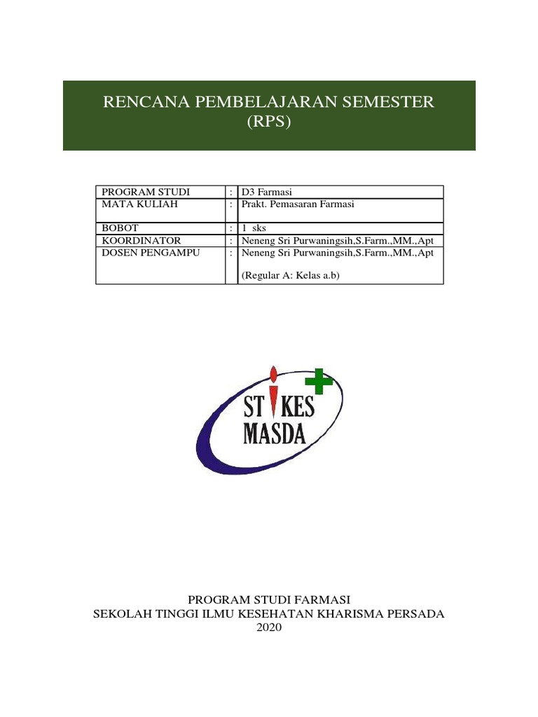 RPS Praktikum Pemasaran Farmasi D3 | PDF | Karier & Perkembangan ...