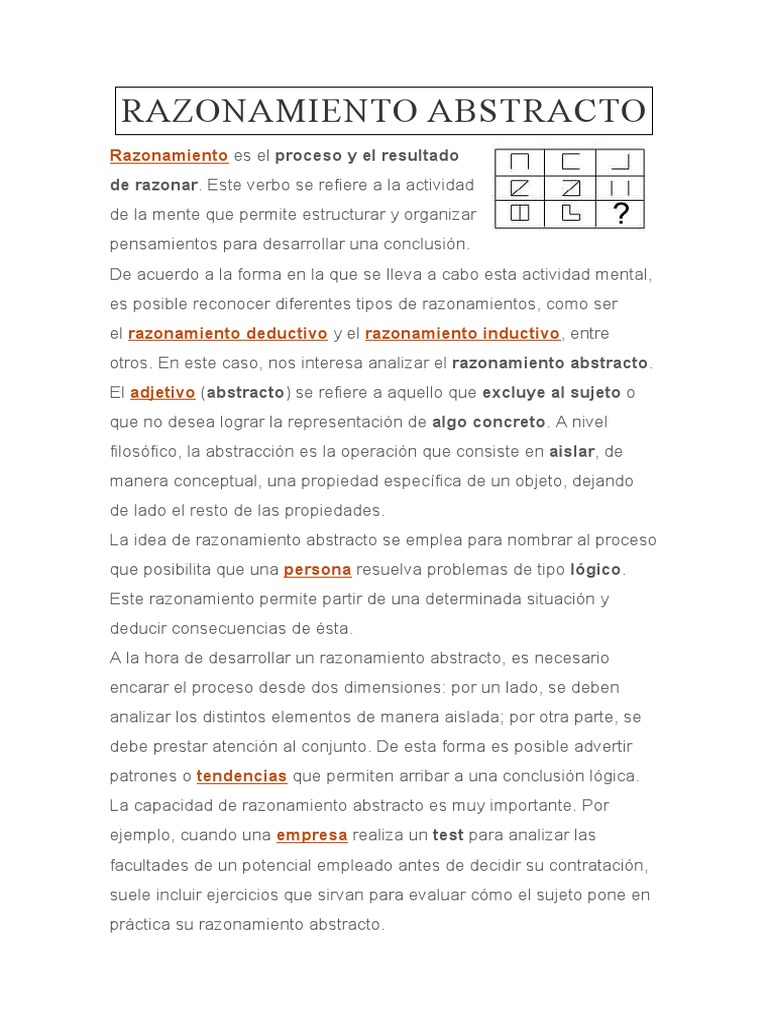 Razonamiento Abstracto | PDF | Razón | Ciencia cognitiva