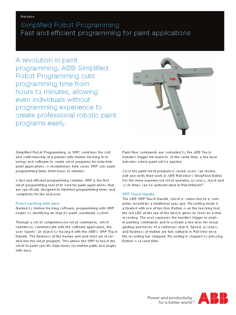 Simplified Robot Programming - Data Sheet | PDF | Robotics | Robot
