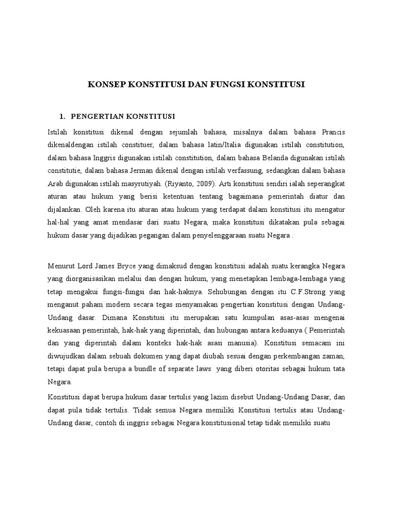 Konsep Konstitusi Dan Fungsi Konstitusi | PDF