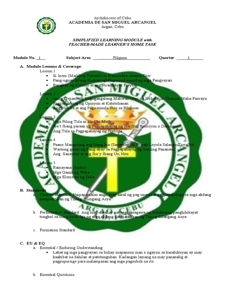 GRADE 9 MODULE 1 WITH TMLHT (1ST QRTR) | PDF
