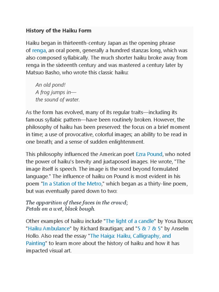 History of The Haiku Form | PDF