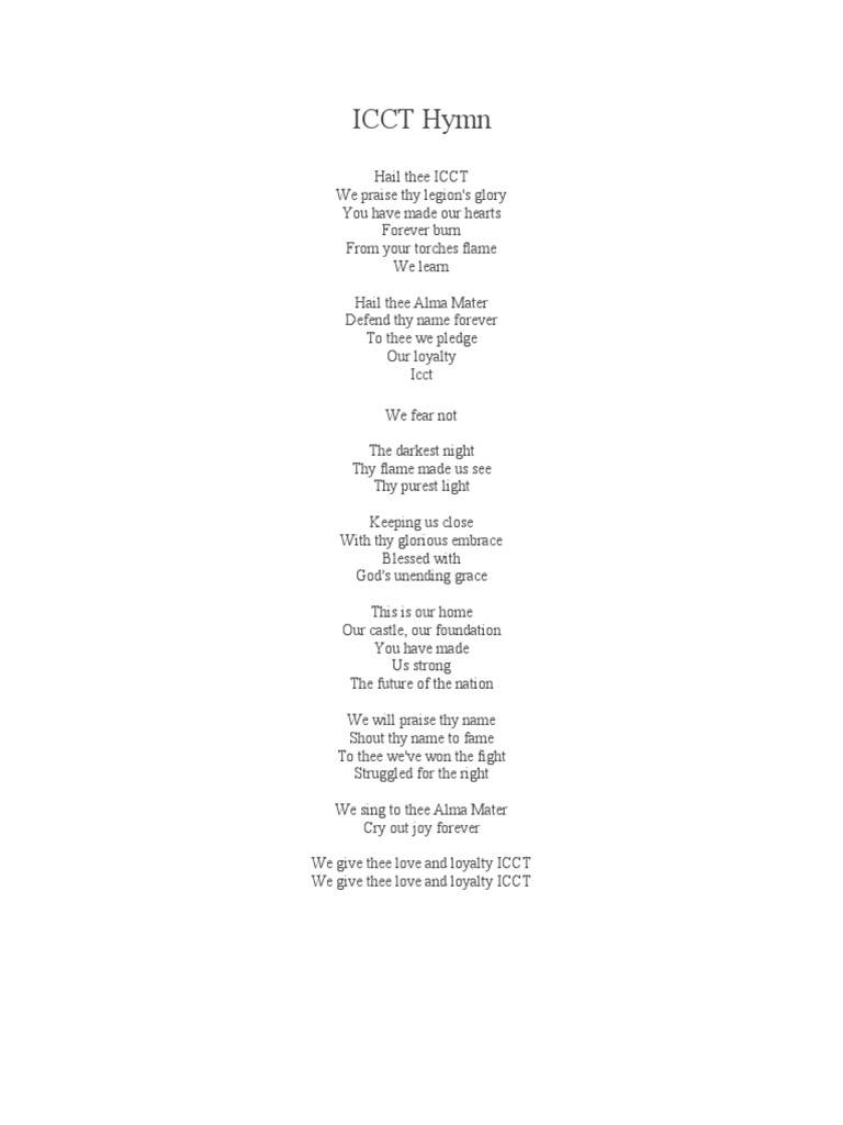 ICCT Hymn Lyrics | PDF