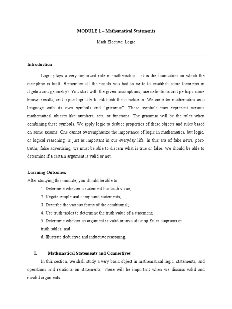 MODULE-1-Math-Statements With Answers | Download Free PDF | Mathematics ...