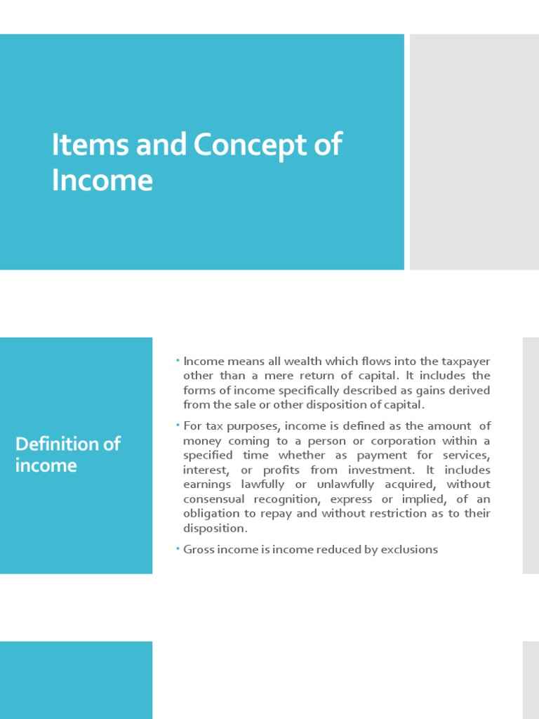 Items and Concept of Income | PDF | Gross Income | Dividend