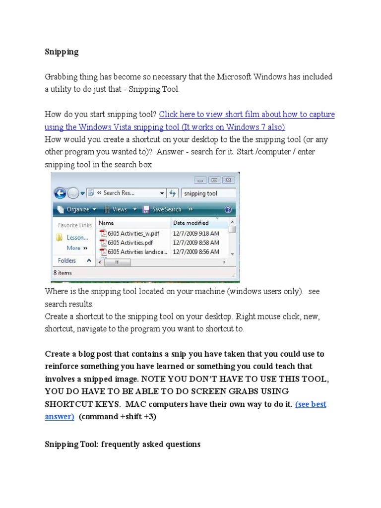 Snipping Tool: Quick Guide & FAQs | PDF