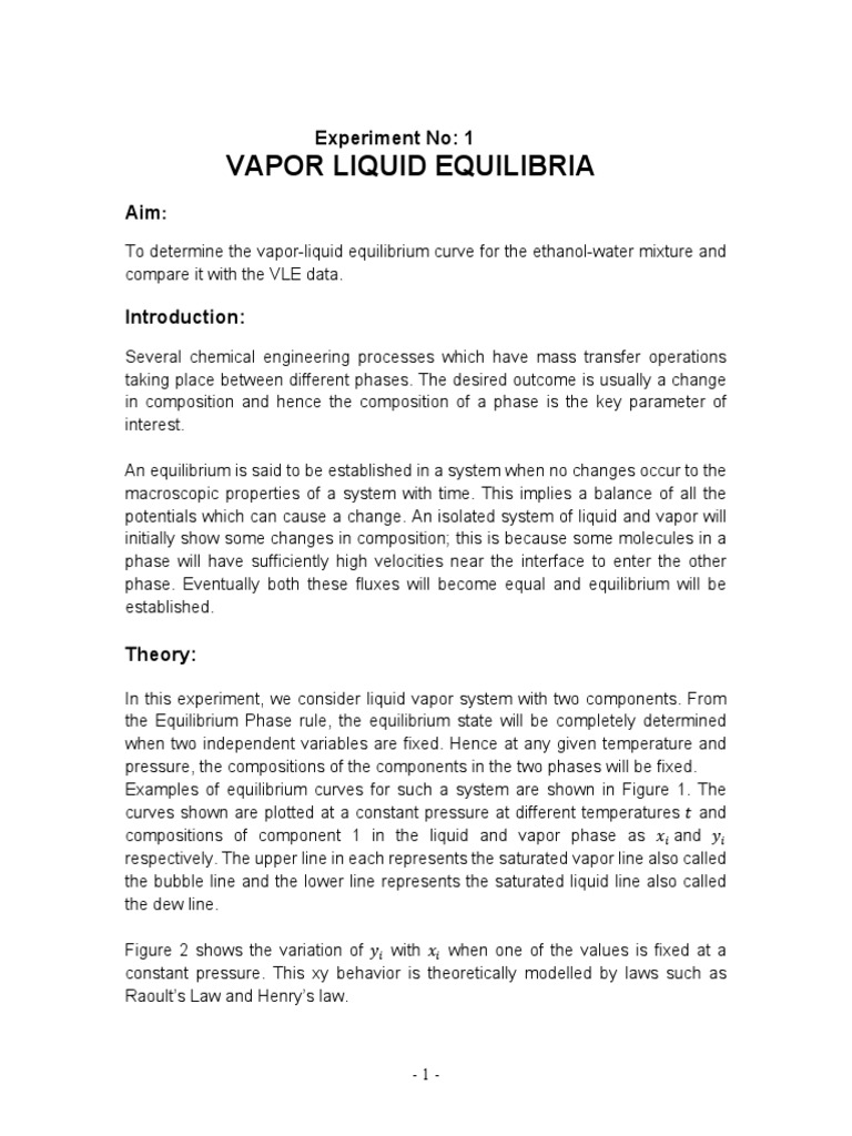 1.vapor Liquid Equilibria | PDF | Phase (Matter) | Physical Chemistry