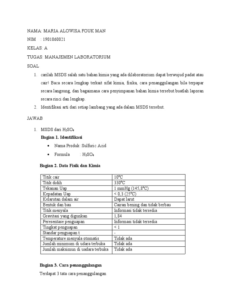 Tugas Man - Lab MSDS Bahan Kimia | PDF