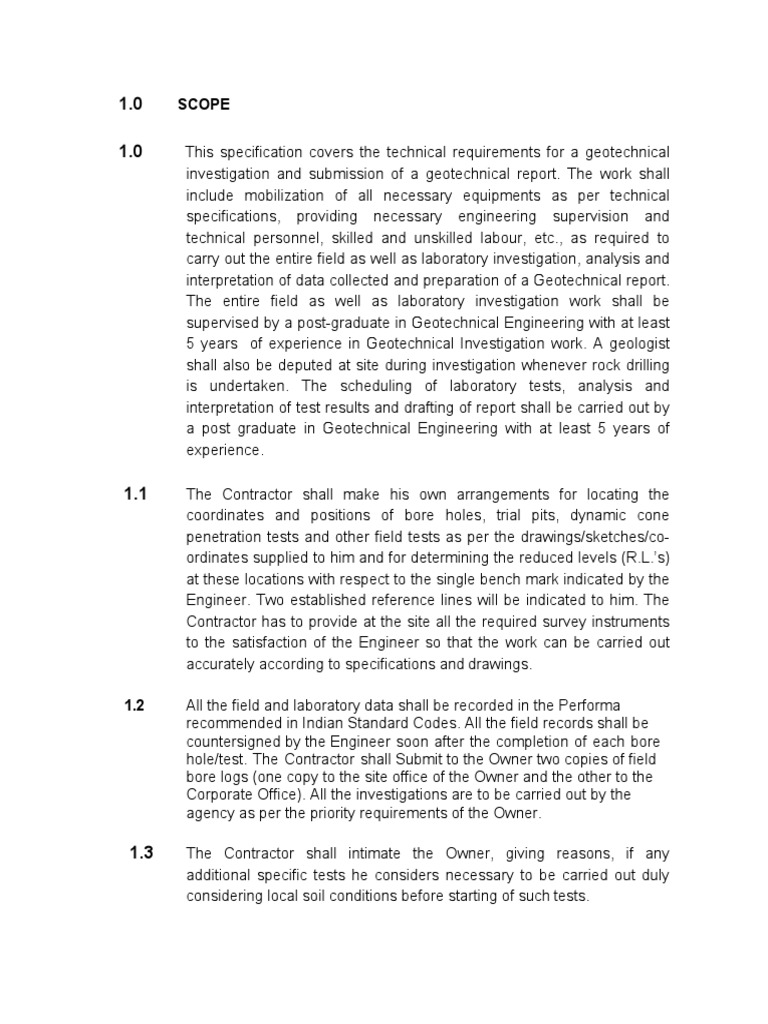 Scope of Work | PDF | Geotechnical Engineering | Laboratories