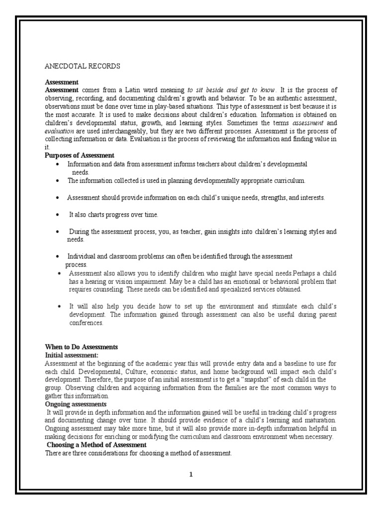 An In-Depth Exploration of Anecdotal Records: Their Definition, Purpose ...