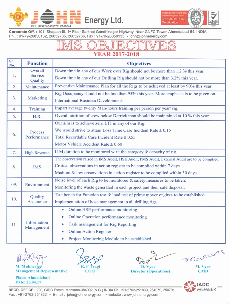 IMS Objective 2017-18 | PDF