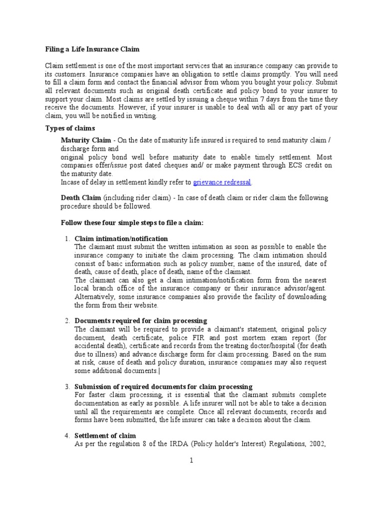Life Insurance Claim Process Guide | PDF | Life Insurance | Insurance