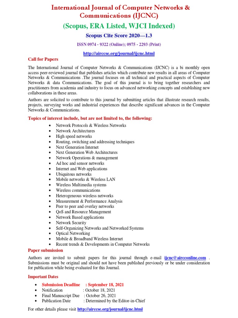 International Journal of Computer Networks Communications (IJCNC) | PDF ...